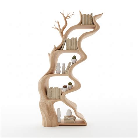 Unique Natural Bookshelf Modern Tree Bookcase Home Decor Teefans Store