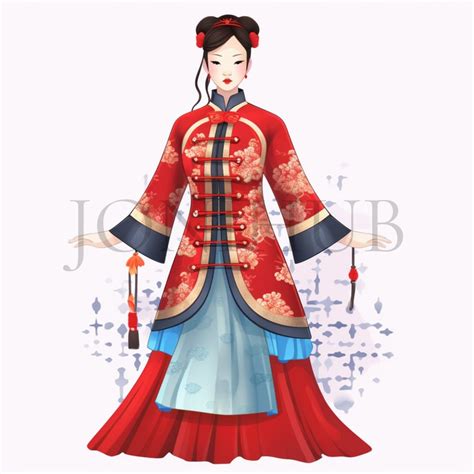 Chinese Dress Clipart 10 High Quality S Digital Download