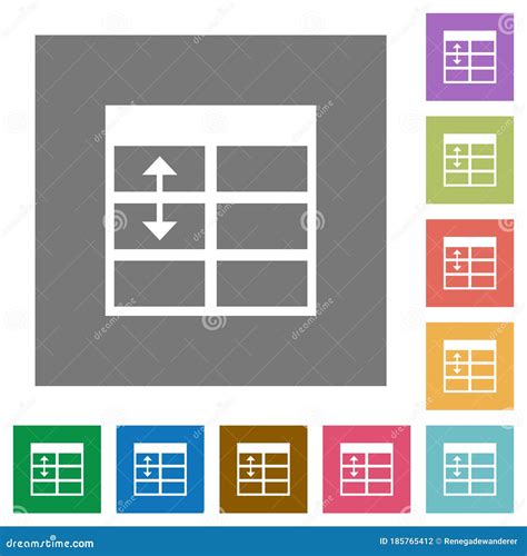 Adjust Table Row Height Flat Icon Set On Color Square Background Stock Vector Illustration Of