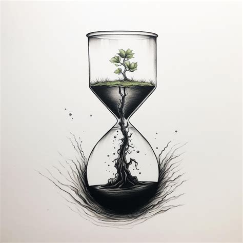 A Drawing Of A Hourglass With A Tree Inside Of It Premium AI Generated Vector