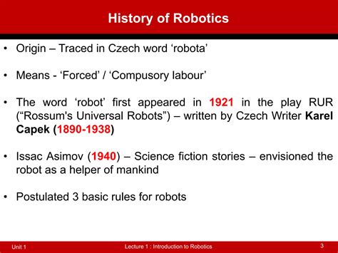 Lecture 1 Introduction To Roboticspptx Robotics Technology