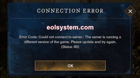 New World Could Not Connect To Server The Server Is Running A Different