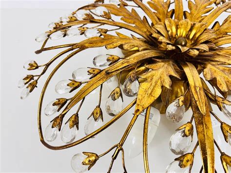 Golden Florentine Flower Shape Flushmount By Banci Firenze 1970s For