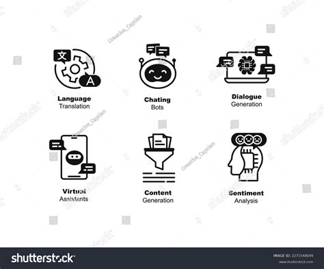 Gpt Applications Concept Icons Dialogue Generation Stock Vector