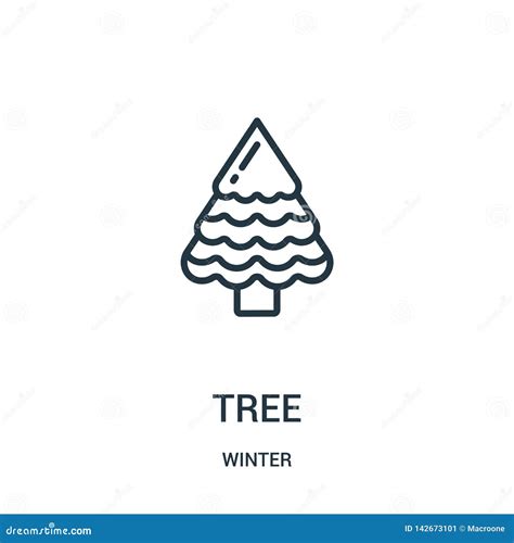 Tree Icon Vector From Winter Collection Thin Line Tree Outline Icon Vector Illustration Stock