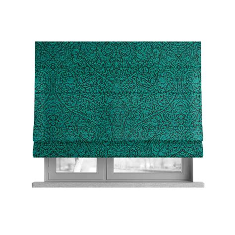 Momentum Damask Pattern Quality Soft Chenille Upholstery Fabric In Blue