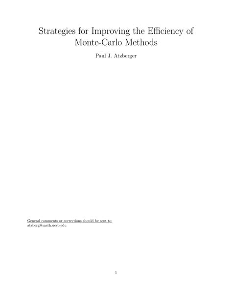 Pdf Strategies For Improving The Efficiency Of Monte Carlo Methods