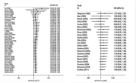 The Cumulative Forest Plot Of Or With 95ci For Mthfr C677t