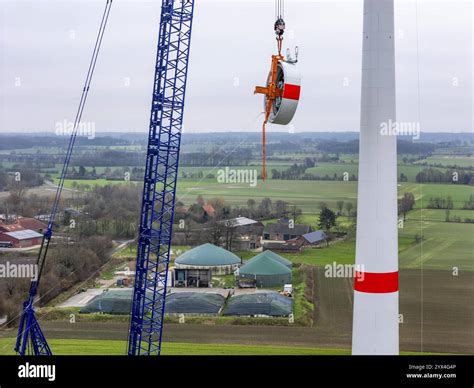 Assembly Of An Enercon E 138 Wind Turbine The Stator Part Of The Generator Is Pulled To The