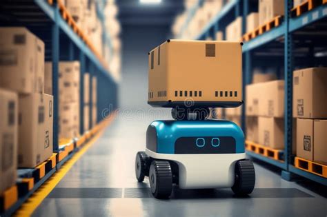 Robotic Warehouse Monitoring And Inventory Control System AI Generated Stock Illustration