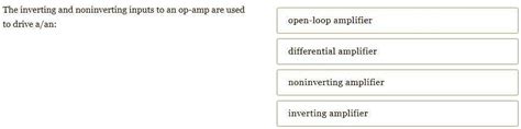 Solved Asap Pleasee The Inverting And Noninverting Inputs To An Op Amp