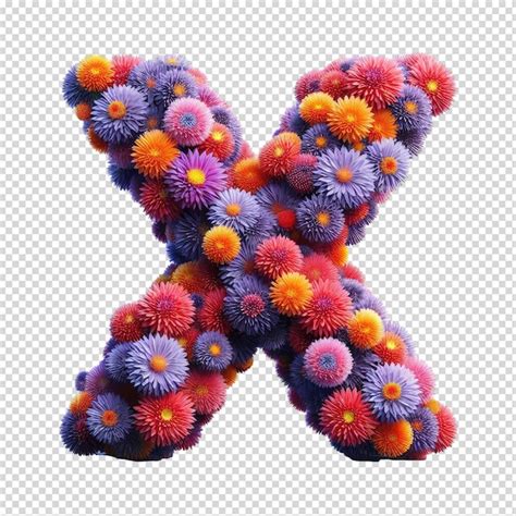 꽃으로 만든 X 글자 프리미엄 Psd 파일