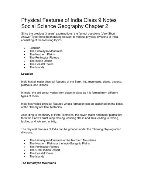Solution Physical Features Of India Class 9 Notes Social Science Geography Chapter 2 Studypool