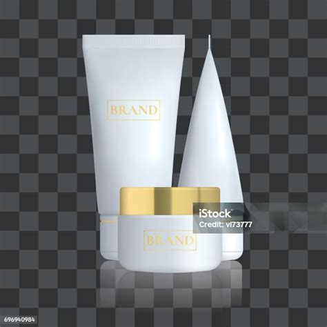 리플렉션 사용 하 여 현실적인 화장품 병의 집합입니다 화장품 패키지 프로 모션 크림 스프 거품이 인 다 샴푸 접착제에 대 한 컬렉션 브랜드 서식 파일 집합을 비웃는 다 벡터