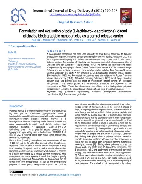 Pdf Formulation And Evaluation Of Poly L Lactide Co Caprolactone
