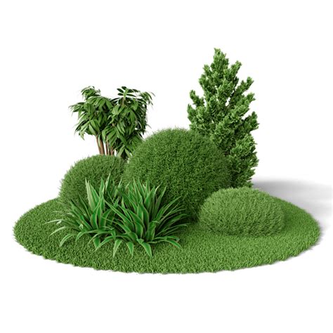 手绘绿色清新3D灌木丛元素
