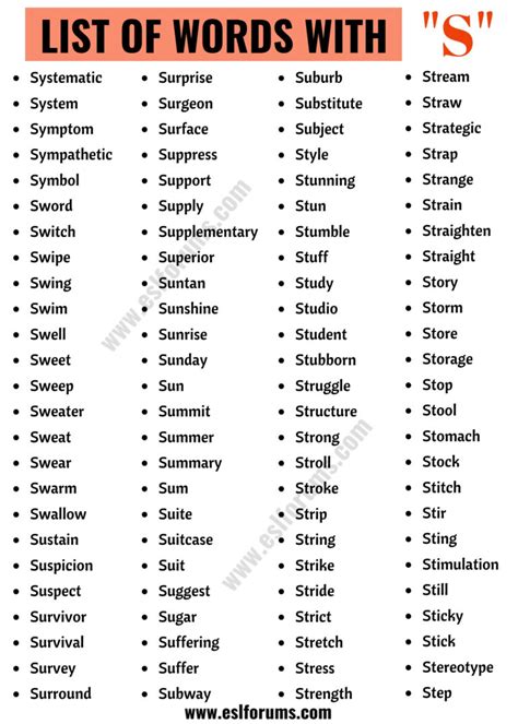 Words That Start With S Useful S Words Esl Forums