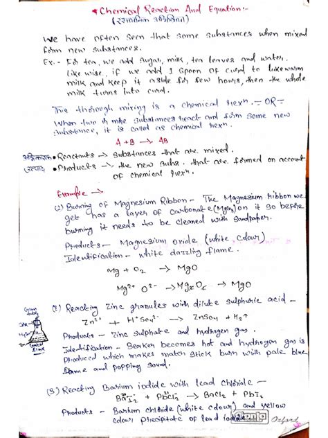 Chemical Reactions Full Chapter Hand Written Pdf