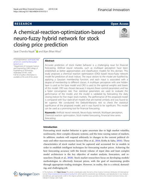 Pdf A Chemical Reaction Optimization Based Neuro Fuzzy Hybrid Network