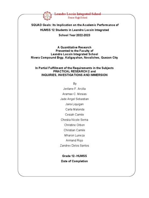 Quantitative Research Template Chapters 1 3 Quarter 3 Pdf Sampling Statistics Science