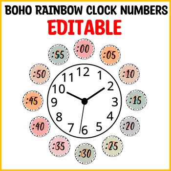 Editable Classroom Clock Numbers Wall Clock Numbers Classroom Decor Labels