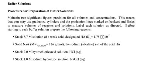 Solved Buffer Solutions Procedure For Preparation Of Buffer Chegg