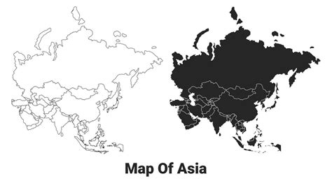 Vector Black Map Of Asia Country With Borders Of Regions 36323697