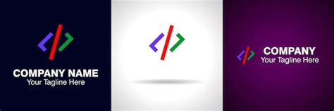컴퓨터 언어 코딩 및 코드 로고 프리미엄 벡터