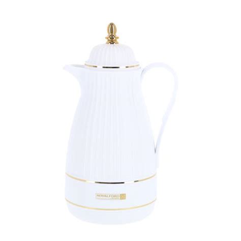 1 litre white haya glass insulated vacuum flask jug royalford uk