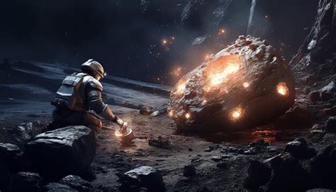 Premium Ai Image Closeup Futuristic Asteroid Space Mining Operator High Fidelity Detail