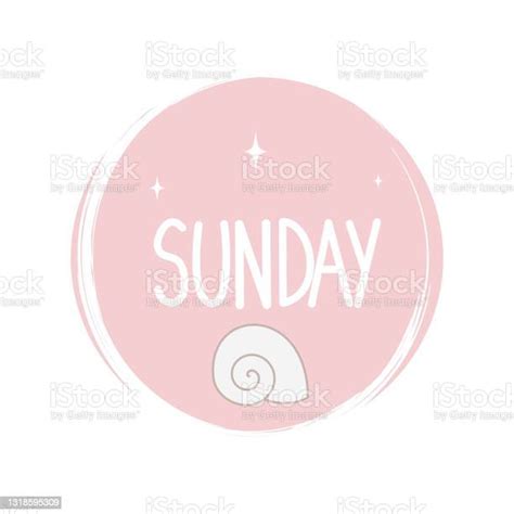 손으로 그린 글자 일요일 단어와 귀여운 로고 또는 아이콘 벡터 브러쉬 질감과 원에 그림 소셜 미디어 이야기와 하이라이트 0명에 대한 스톡 벡터 아트 및 기타 이미지 Istock