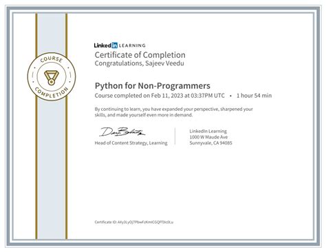 Sajeev Veedu On Linkedin Certificate Of Completion
