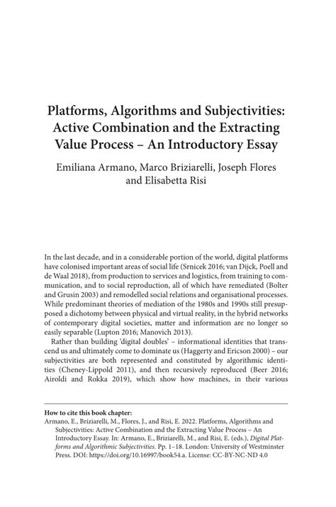 pdf platforms algorithms and subjectivities active combination and the extracting value