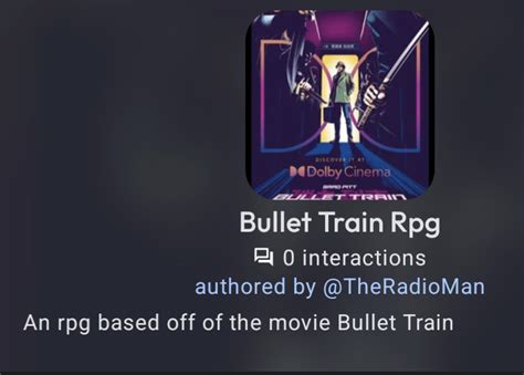 Just Created A New Rpg Bot Based Off Of Bullet Train Rcharacterai