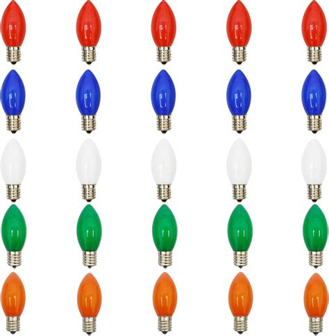 Abeja 25 Pack Multicolor C9 Led Christmas Light Bulbs C9