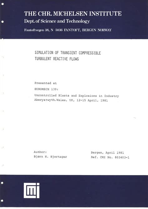 Pdf Simulation Of Transient Compressible Turbulent Reactive Flows