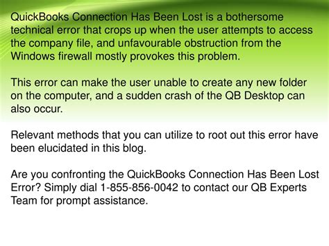 Ppt Quickbooks Connection Has Been Lost Detailed Technical Guide Powerpoint Presentation Id