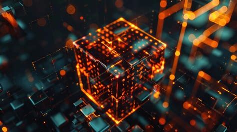 Digital Cube With Binary Code And Glowing Lines Premium Ai Generated