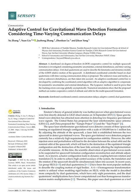 Pdf Adaptive Control For Gravitational Wave Detection Formation