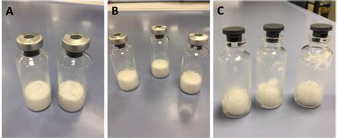 Cake Appearance Of Formulations After Lyophilisation Cycle Described In