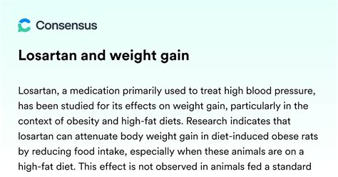 Losartan And Weight Gain Consensus Academic Search Engine