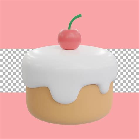 Premium Psd 3d Rendering A Cute Vanilla Small Cake With Whipped Cream And A Cherry On Top