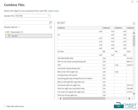 Hướng Dẫn Upload Và Transform Dữ Liệu Bảng Cân đối Kế Toán Trên