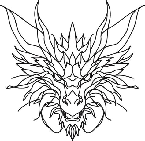 Dragon Head Line Art 60137357 Vector Art At Vecteezy