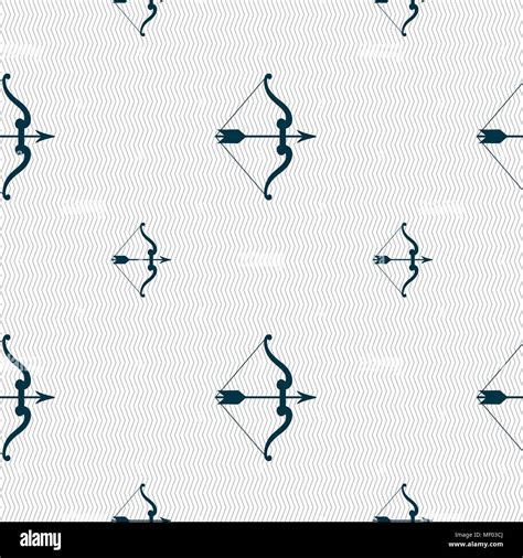 Bow And Arrow Icon Sign Seamless Pattern With Geometric Texture Vector Illustration Stock