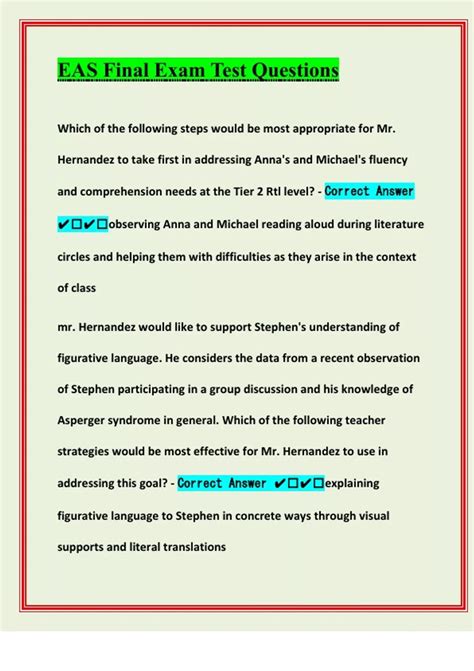 Eas Final Exam Test Questions With Premium Answers Test Your