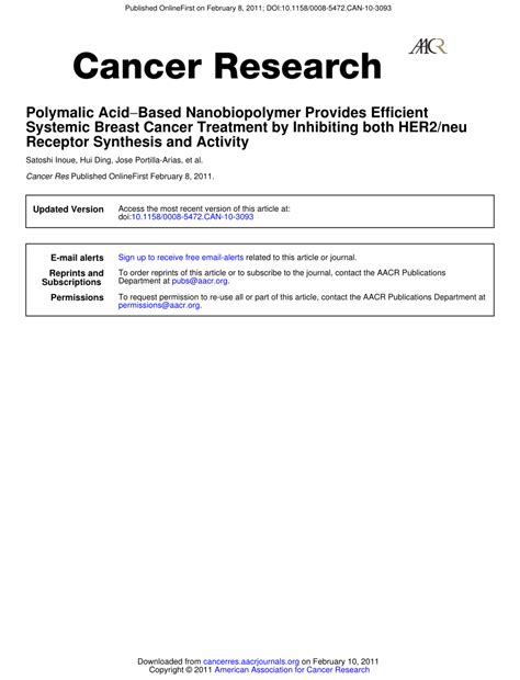 Pdf Polymalic Acid Based Nanobiopolymer Provides Efficient Systemic