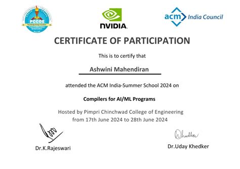 Ashwini Mahendiran On Linkedin Compilers Aiml Acmsummerschool