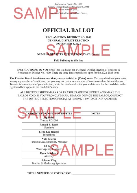 Election Sample Ballot Reclamation District 1000 Election Sample Ballot Reclamation District 1000