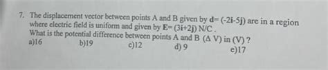 Solved The Displacement Vector Between Points A And B Chegg